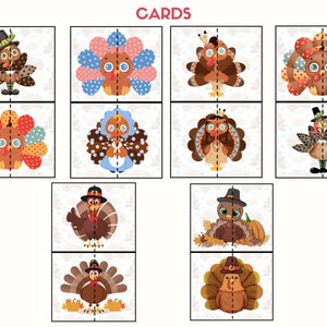 Thanksgiving Matching Game, Turkey Matching Activity, Printable Games ...