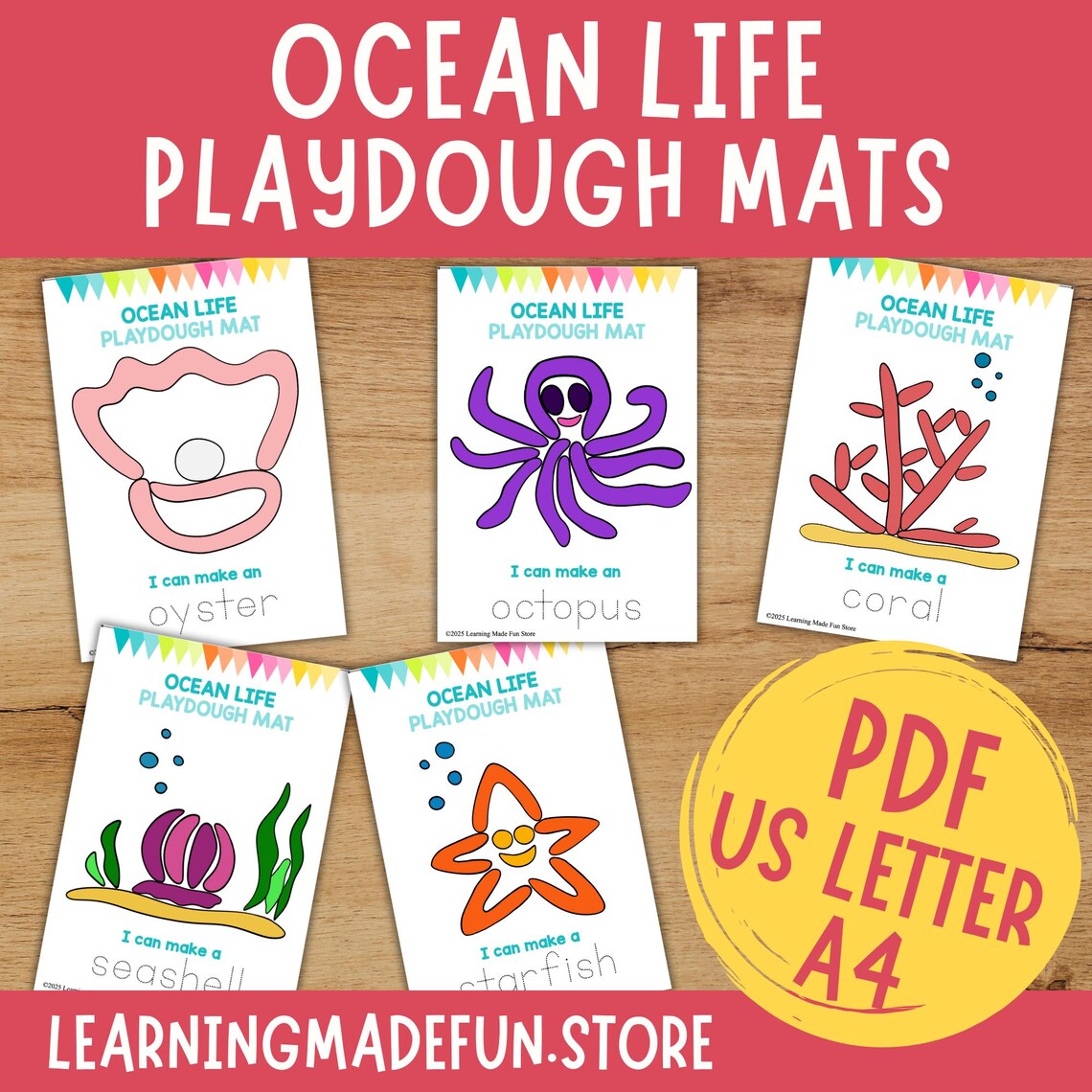 Ocean Life Playdough Mats, Sea Animal Cards (digital Download) - Etsy