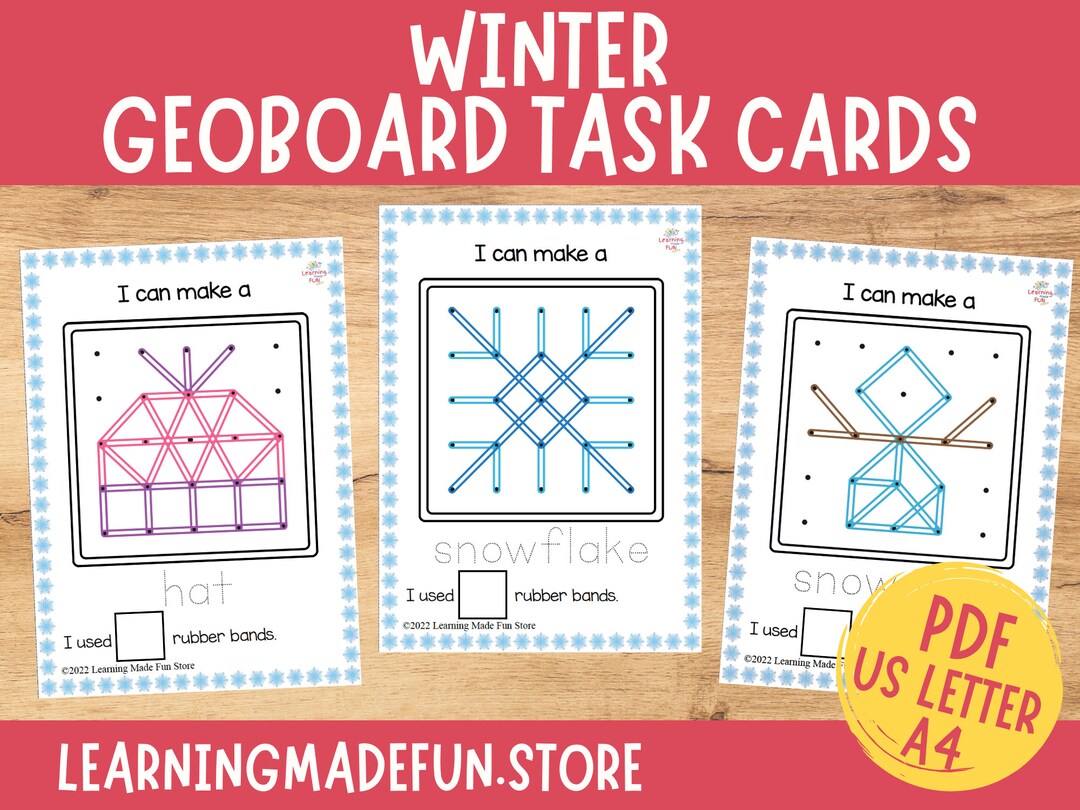 Winter Geoboard Task Cards, Winter Unit Activity Mats, Preschool ...