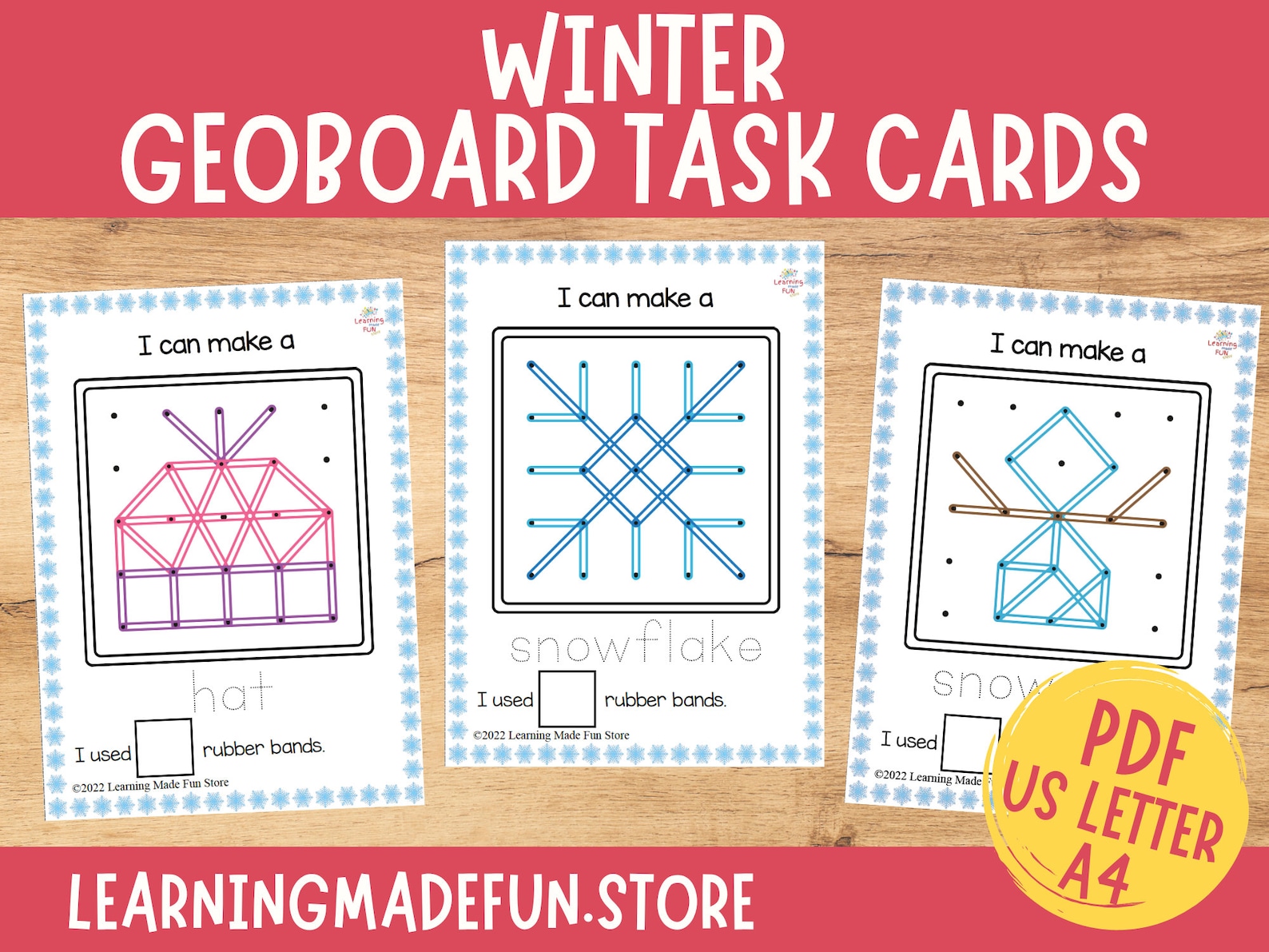 Winter Geoboard Task Cards: Fine Motor Skills Activity (digital ...