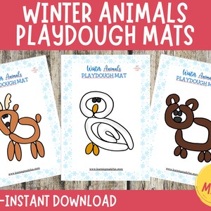 Winter Animals Play Dough Mats Printable Play Doh Toddler | Etsy