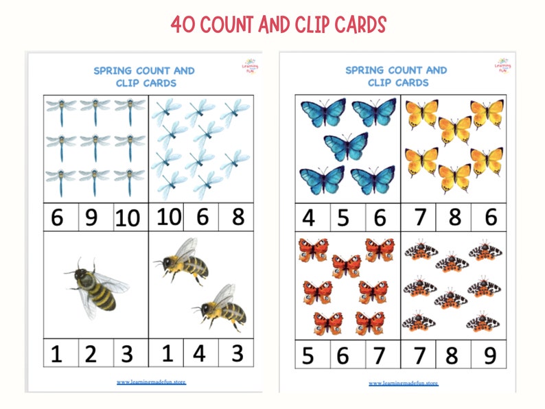 Montessori Spring Count Clip Cards: Numbers 1-10 (printable) - Etsy