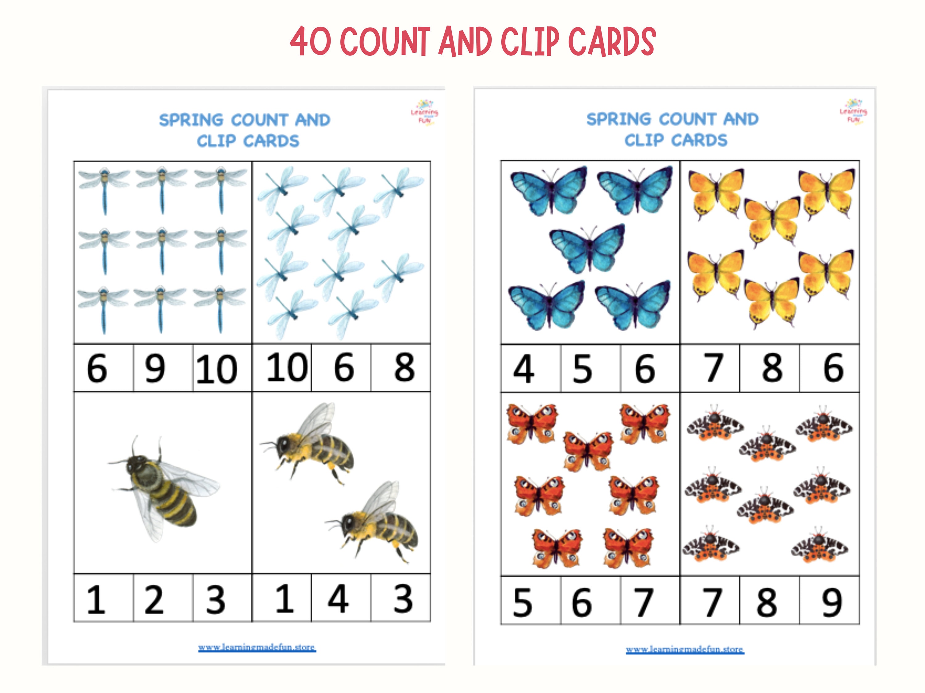 Montessori Spring Count Clip Cards: Numbers 1-10 (printable) - Etsy