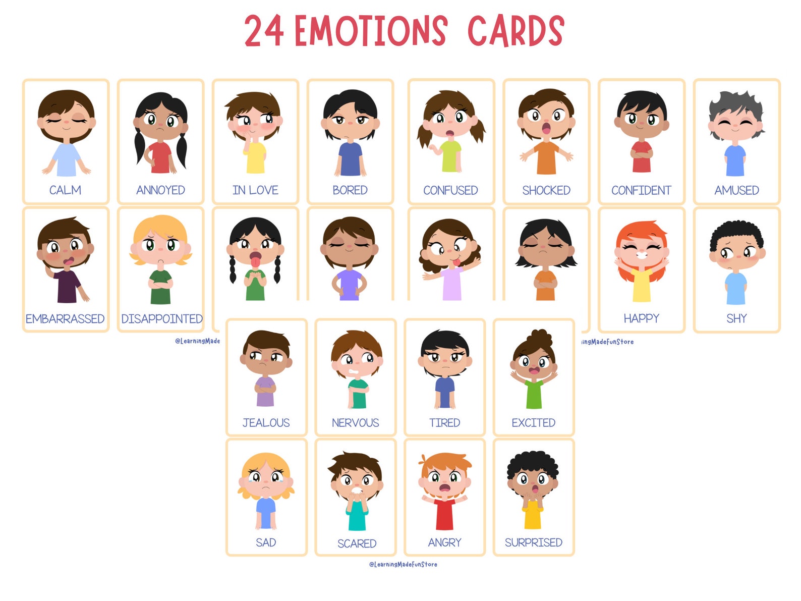 Emotions Flashcards Kids Feelings Cards Emotions Printable - Etsy
