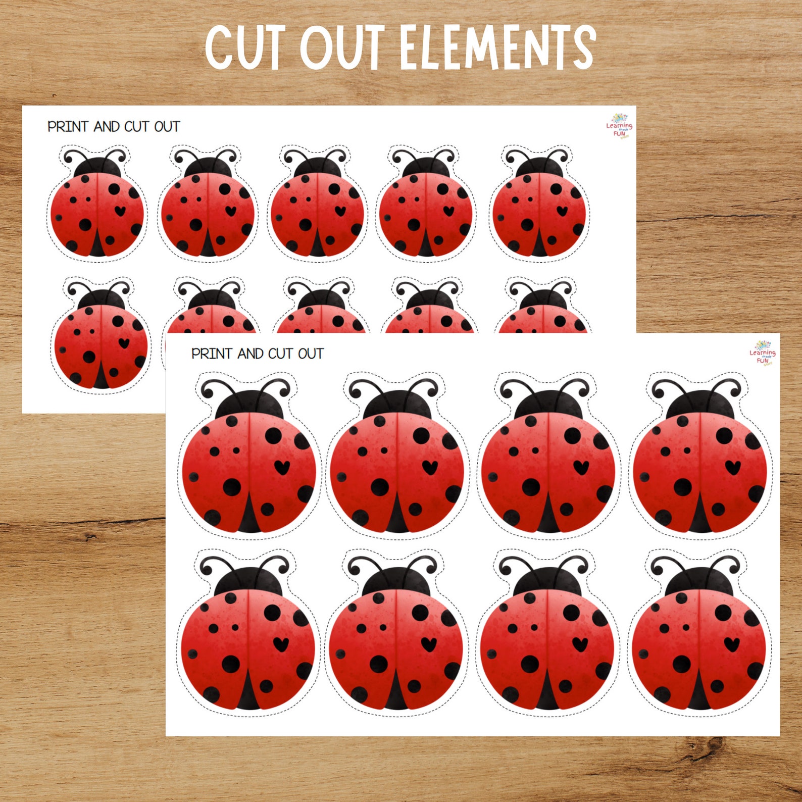 Ladybug Count and Sort by Size, Printable Flisat Insert, Trofast Insert ...