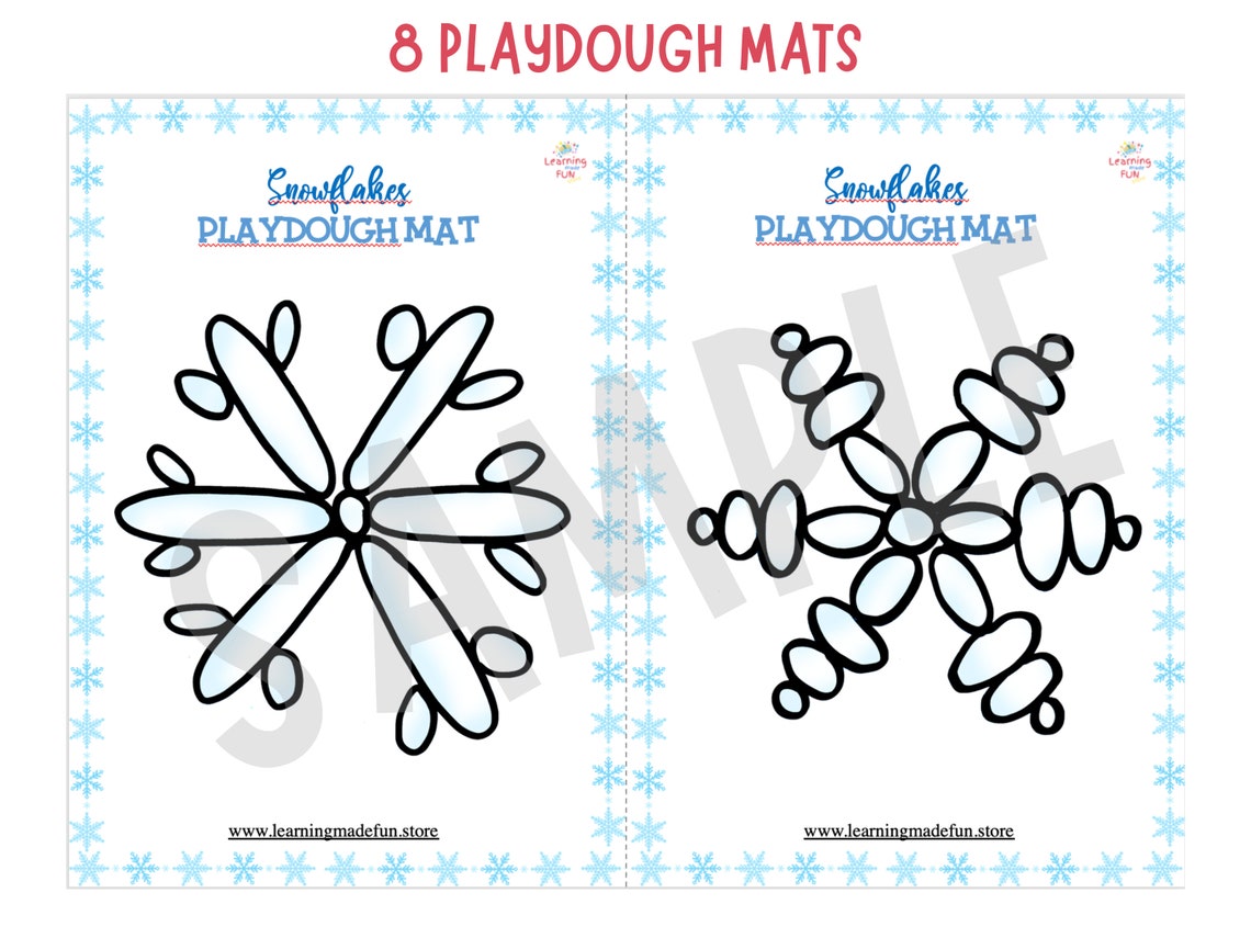 Snowflakes Play Dough Mats Printable Play Doh Toddler | Etsy