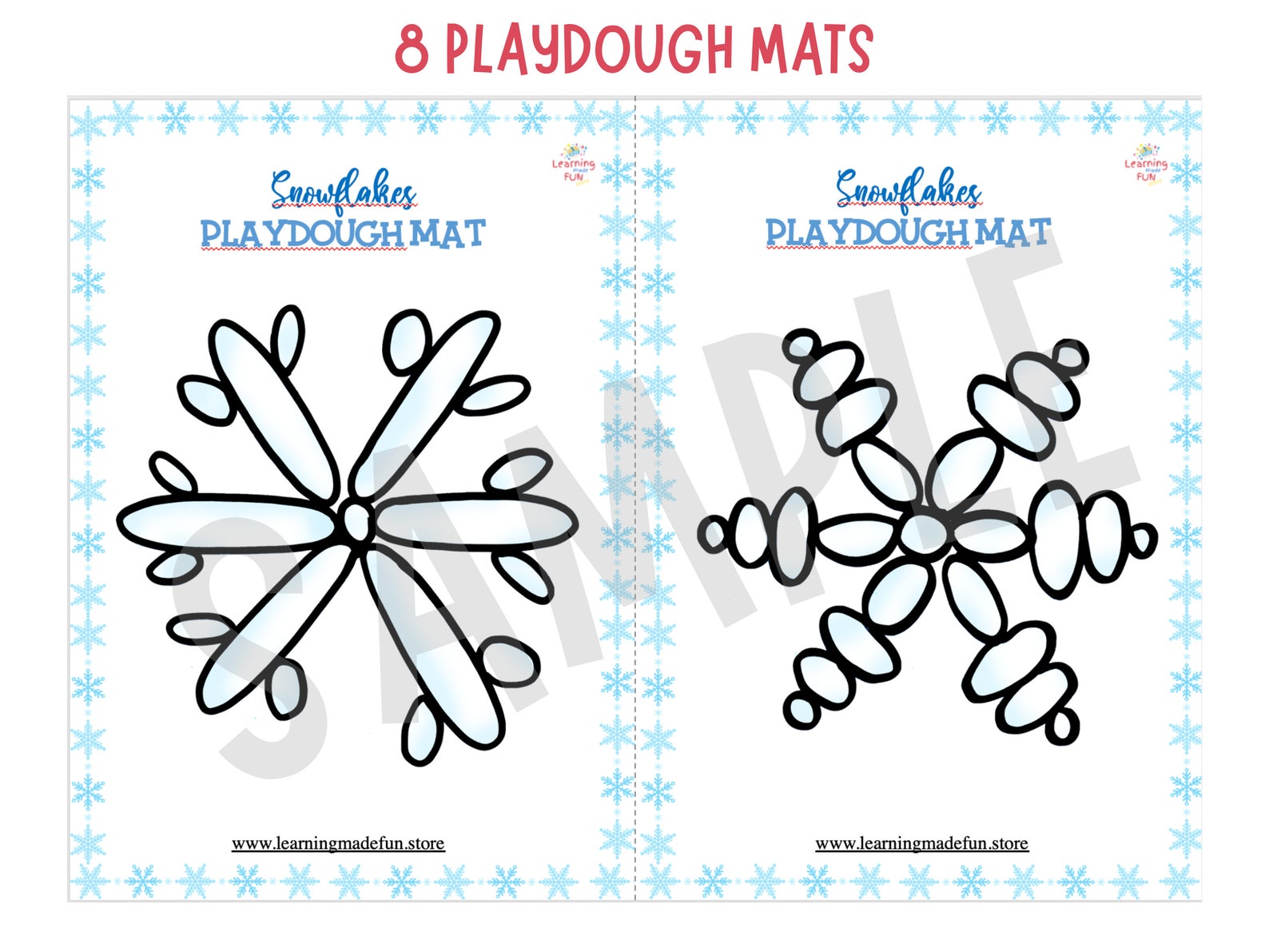 Snowflakes Play Dough Mats Printable Play Doh Toddler - Etsy