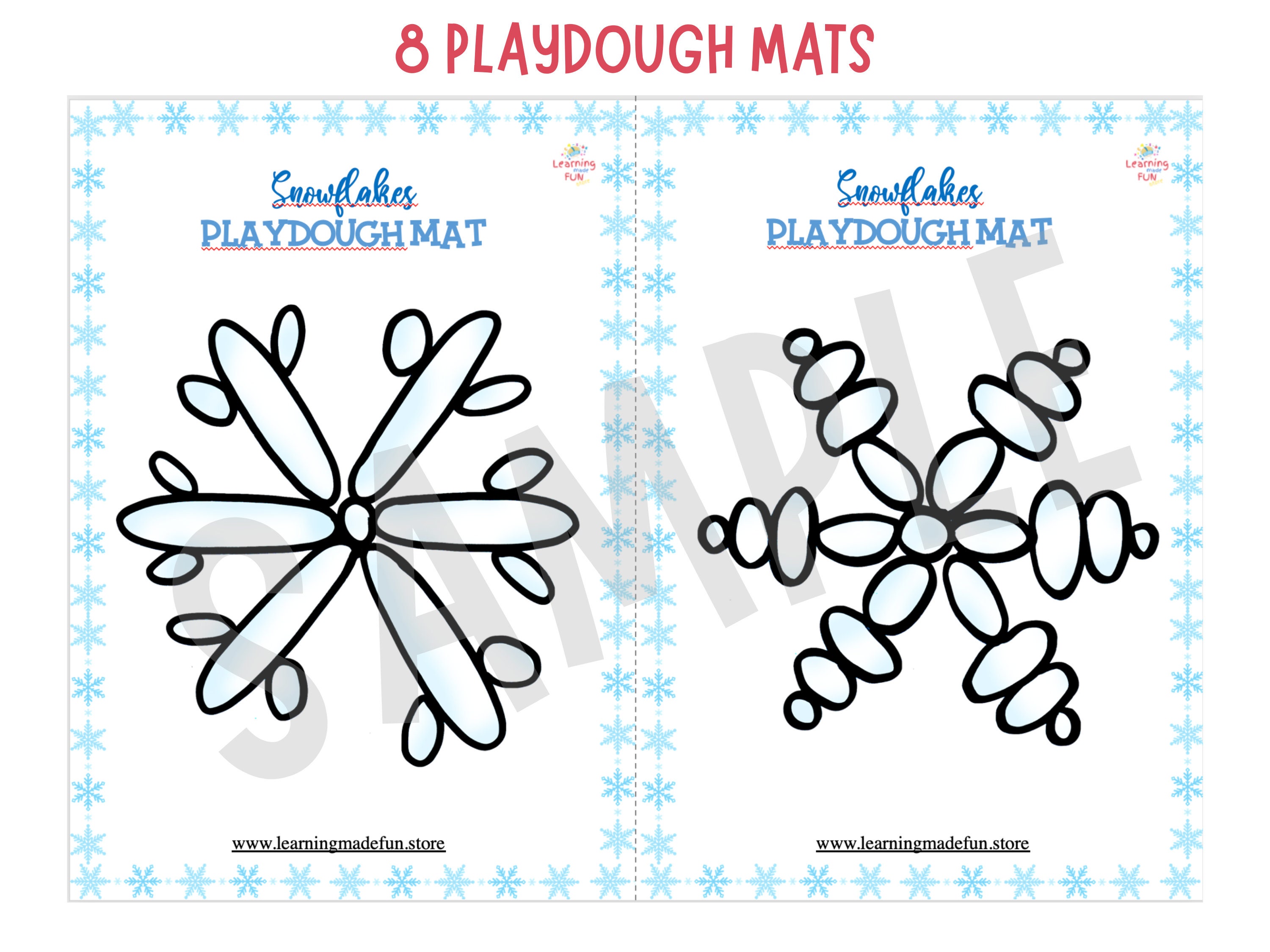 Snowflakes Play Dough Mats Printable Play Doh Toddler - Etsy
