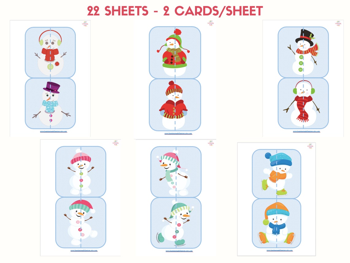 Winter Matching Game for Kids Snowman Matching Activity | Etsy