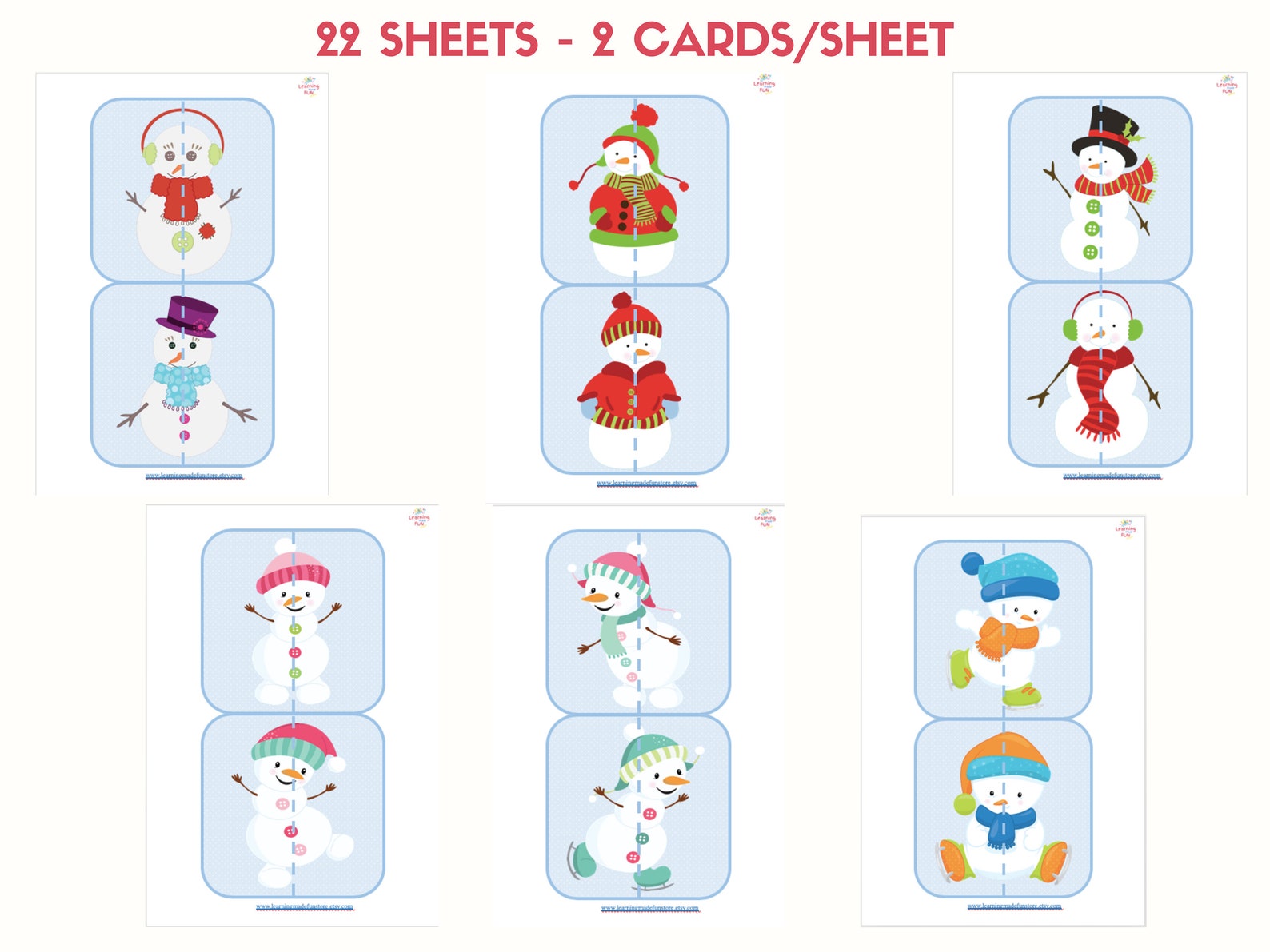 Winter Matching Game for Kids Snowman Matching Activity | Etsy