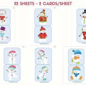 Winter Matching Game for Kids, Snowman Matching Activity, Christmas ...