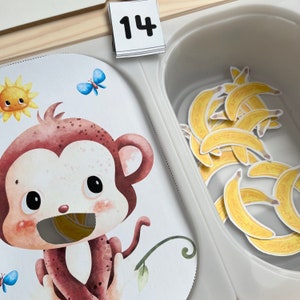 Feed the Monkey Counting Flisat Insert, Preschool Learning (digital ...