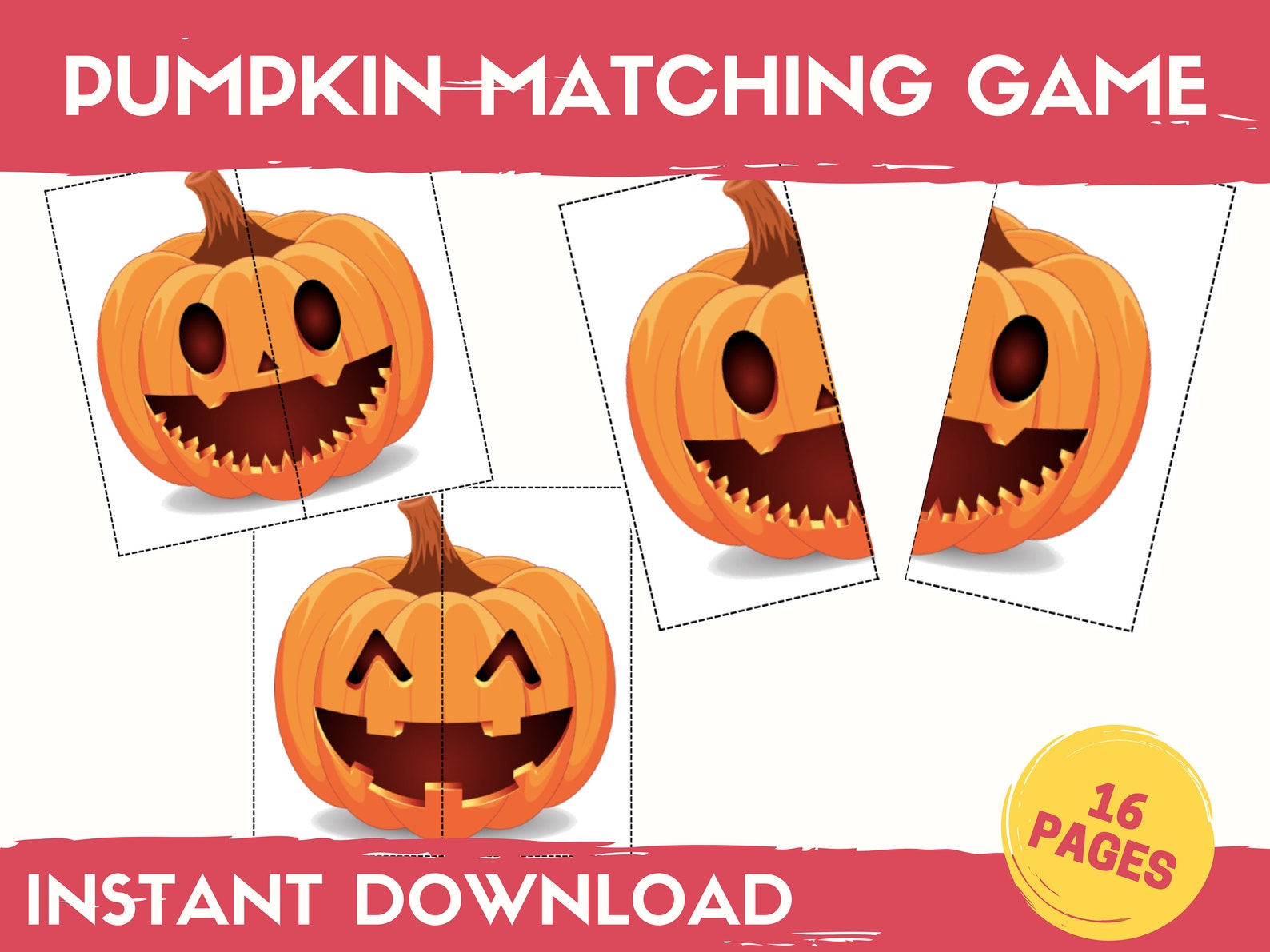 Halloween Matching Game Pumpkin Matching Activity Halloween - Etsy