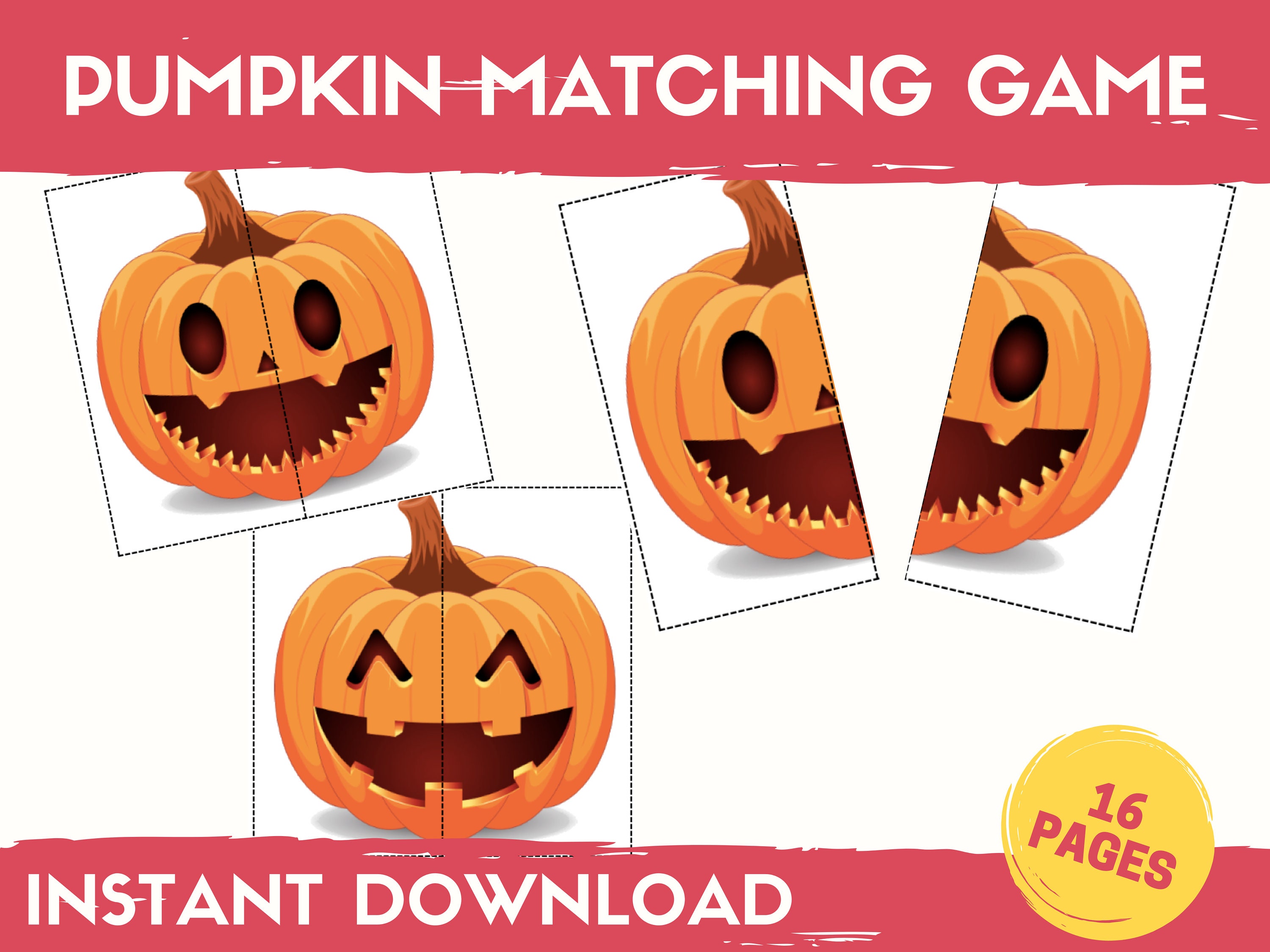 Halloween Matching Game Pumpkin Matching Activity Halloween | Etsy