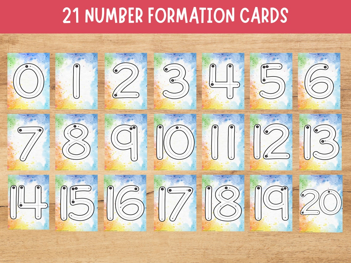 Numbers Formation Flash Cards: Tracing for Preschool (digital Download ...