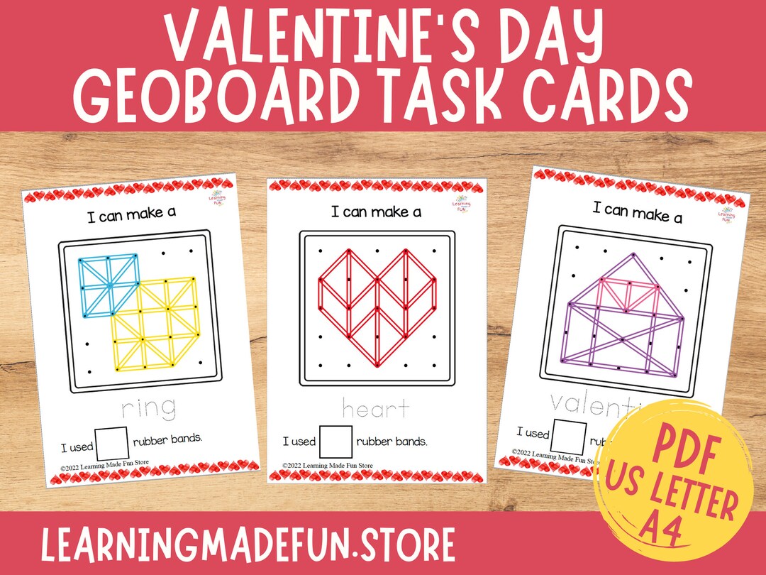 Valentines Day Geoboard Task Cards, Activity Mats, Preschool Centers ...