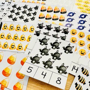 Tarjetas de clip de conteo de Halloween, Actividad de conteo de números ...