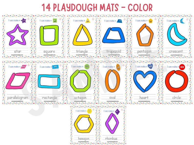 2D Shapes Play Dough Mats Printable Play Doh Toddler - Etsy