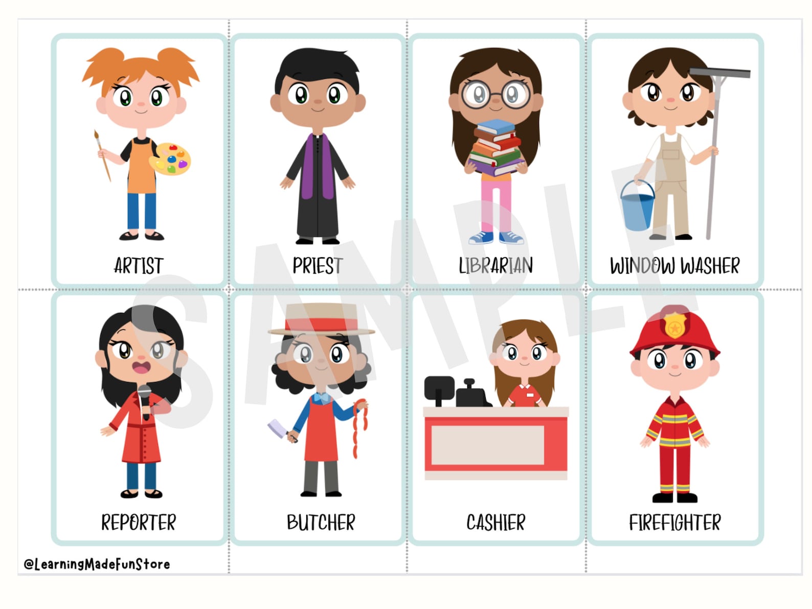Professions Flash Cards: Community Helpers Learning (PDF) - Etsy