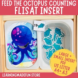 Feed Octopus Counting to 20, Printable Flisat Insert, Trofast Insert ...