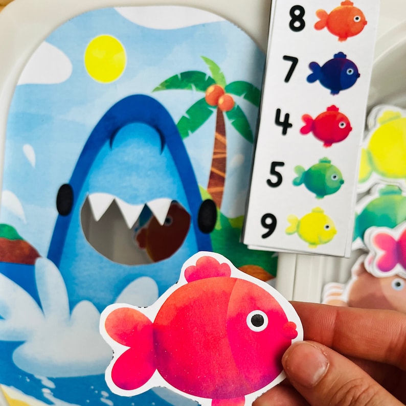 Feed Shark Count by Color Flisat Insert, Preschool Learning (digital ...