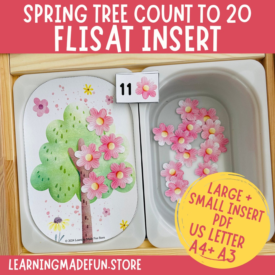 Spring Tree Blossom Counting to 20, Printable Flisat Insert, Trofast ...