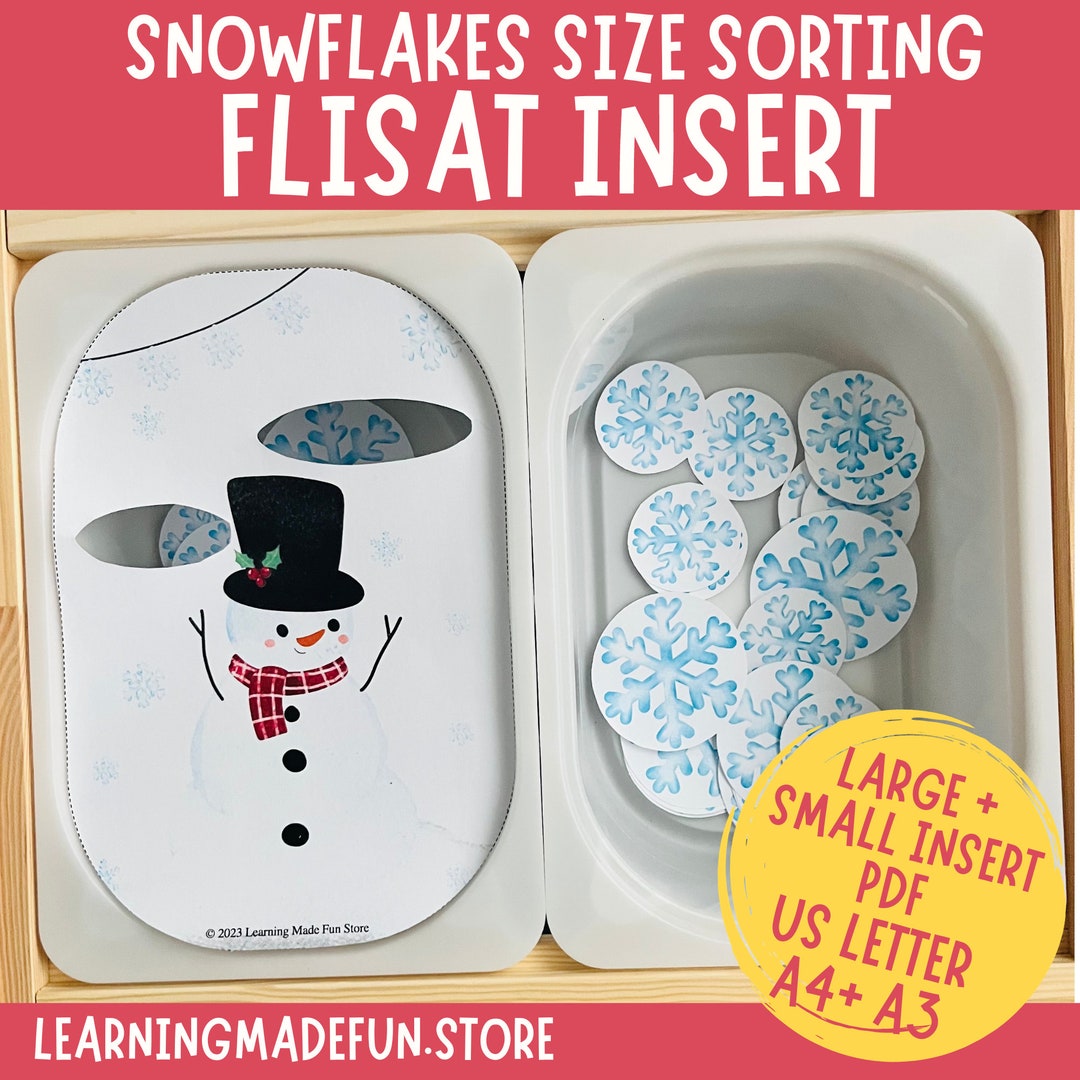 Snowflakes Sort by Size, Winter Printable Flisat Insert, Trofast Insert ...