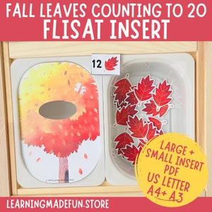 Fall Leaves Counting to 20, Printable Flisat Insert, Trofast Insert ...