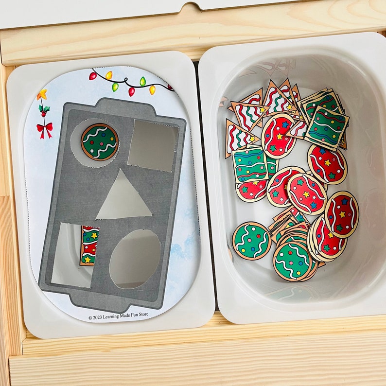 Christmas Shapes Sorting Flisat Insert, Cookie Theme (digital Download ...