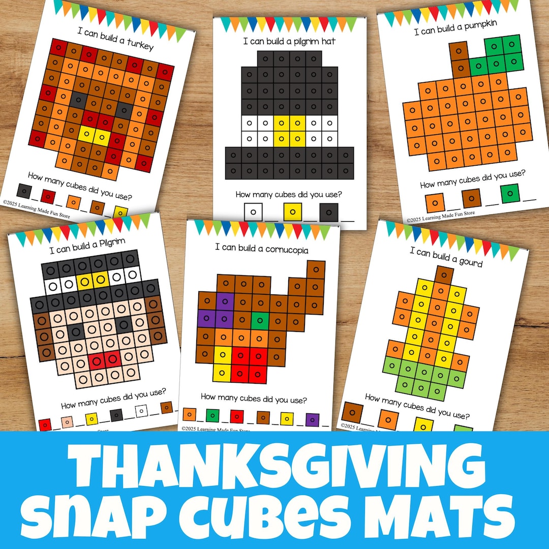 Thanksgiving Snap Cube Counting Mats | Printable Math Activity for ...