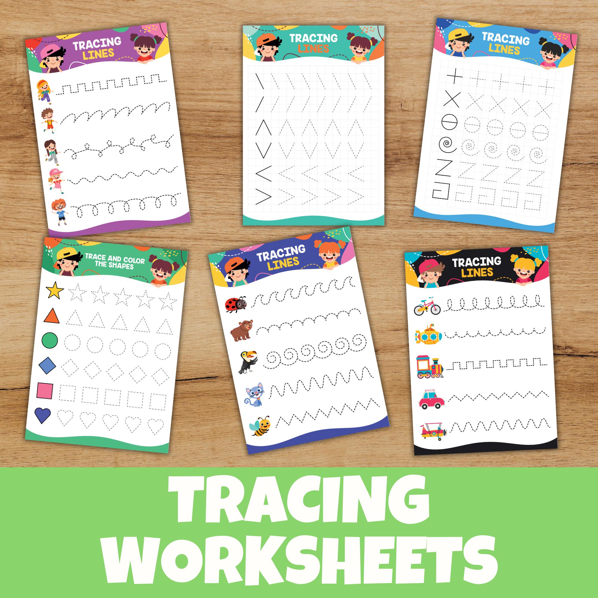 Tracing Lines Worksheets Printable | Pre-writing Practice for Preschool ...