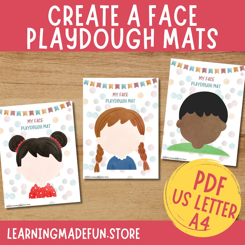Create a Face Play Dough Mats: Multicultural Kids Activity (digital ...