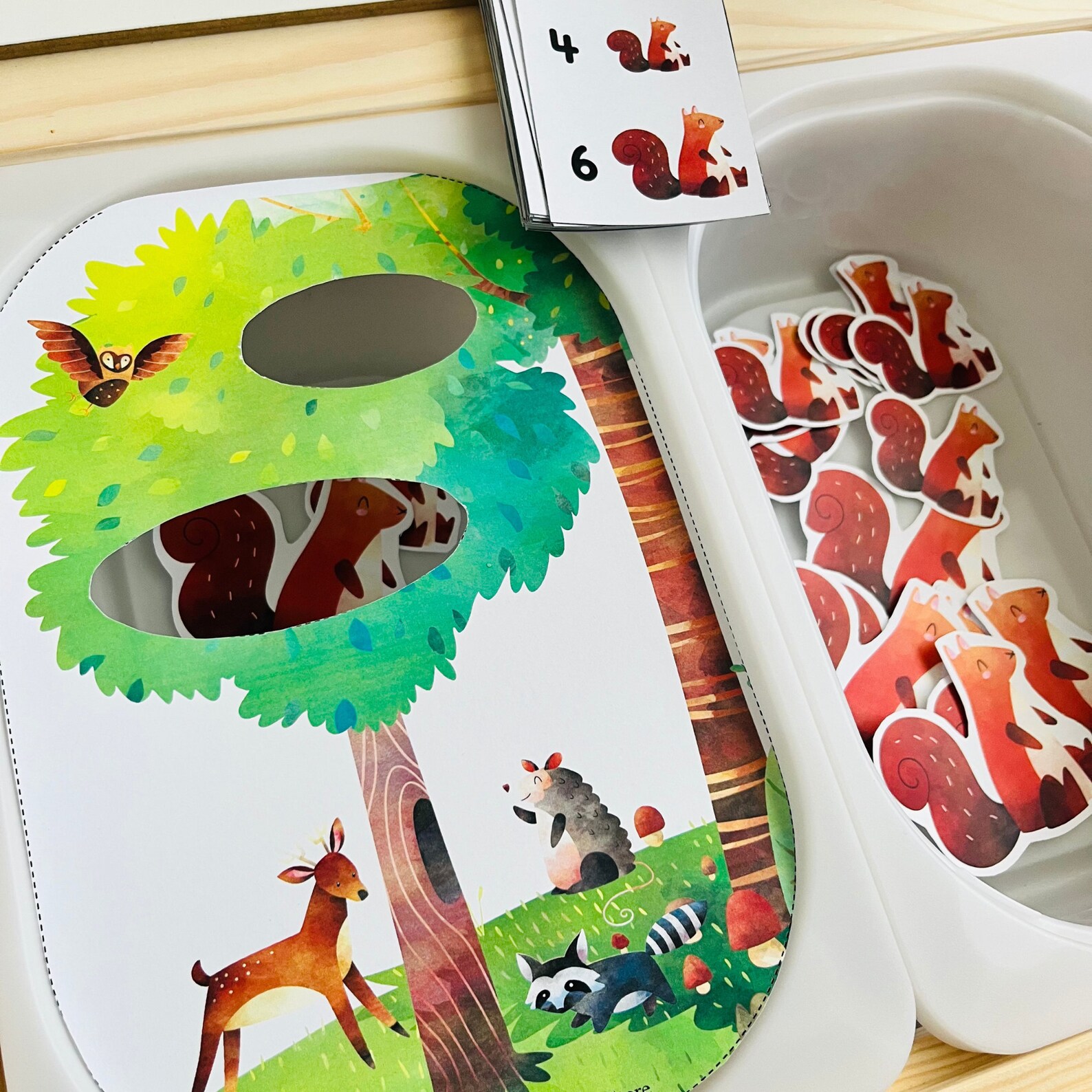 Squirrels Count and Sort Flisat Insert, Preschool Printable (digital ...