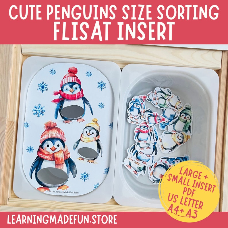 Penguins Size Sorting Flisat Insert, Preschool Learning (digital ...