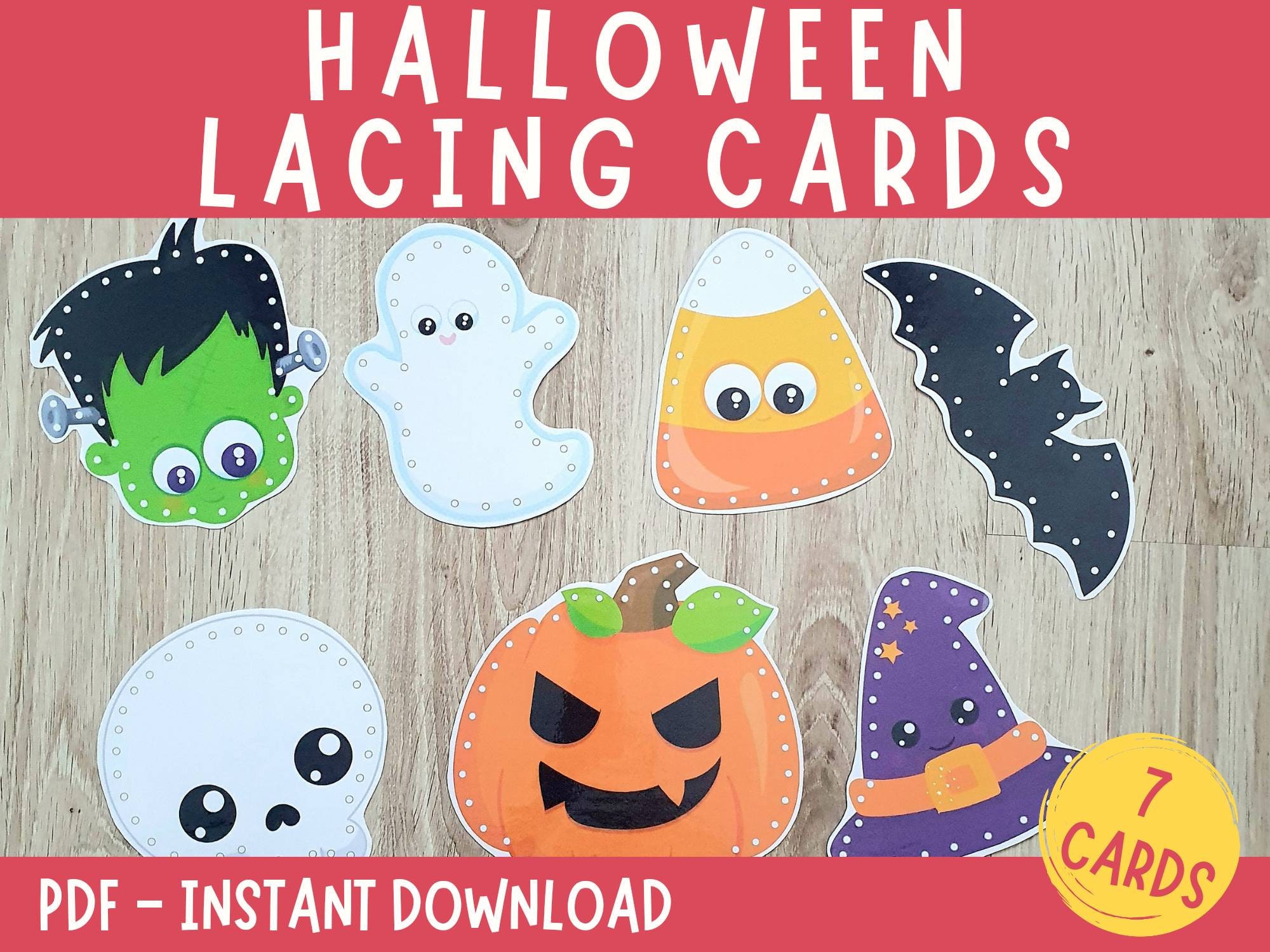 Halloween Printable Lacing Cards Toddler Fine Motor Skill - Etsy