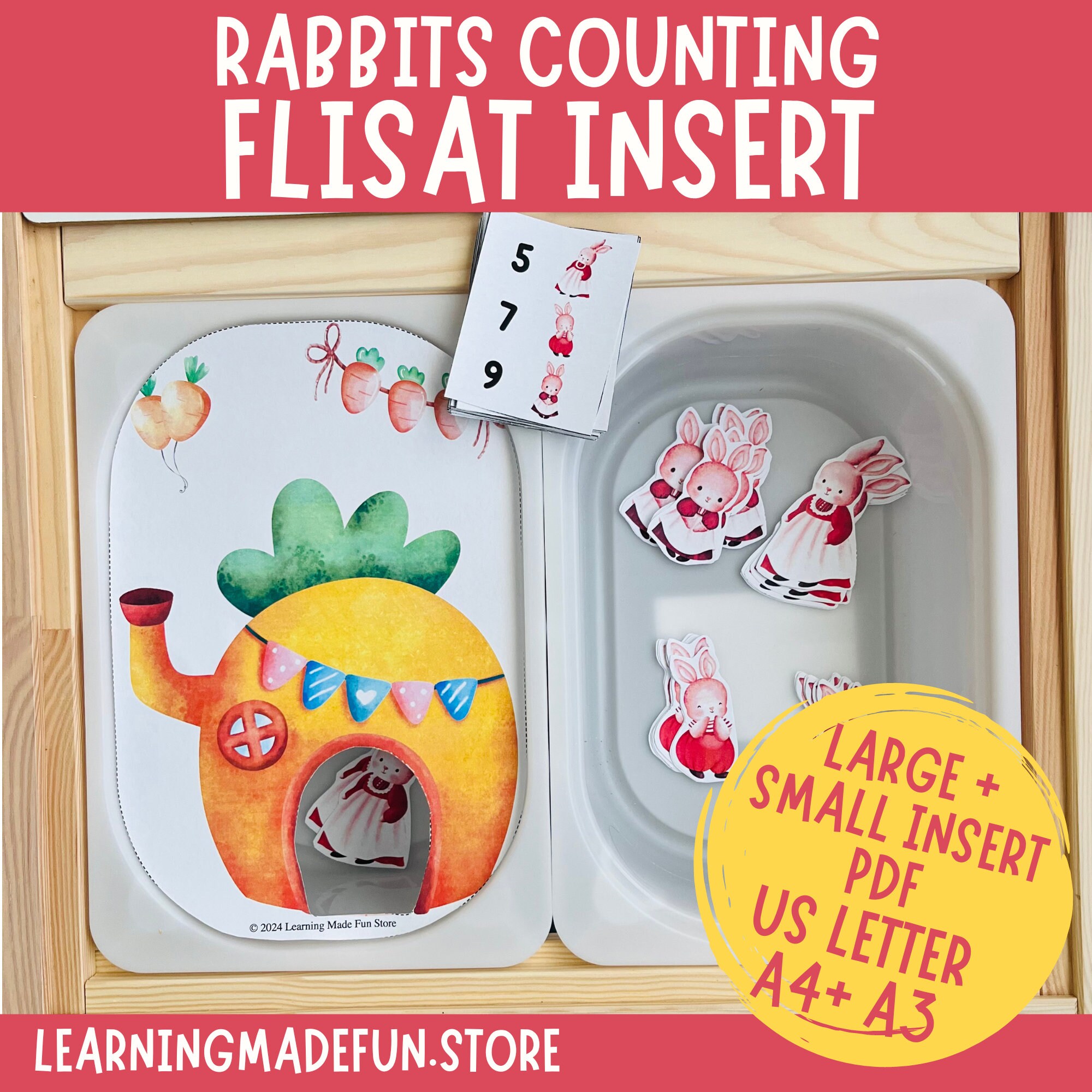 Easter Rabbit Counting Flisat Insert, Preschool Learning (digital ...