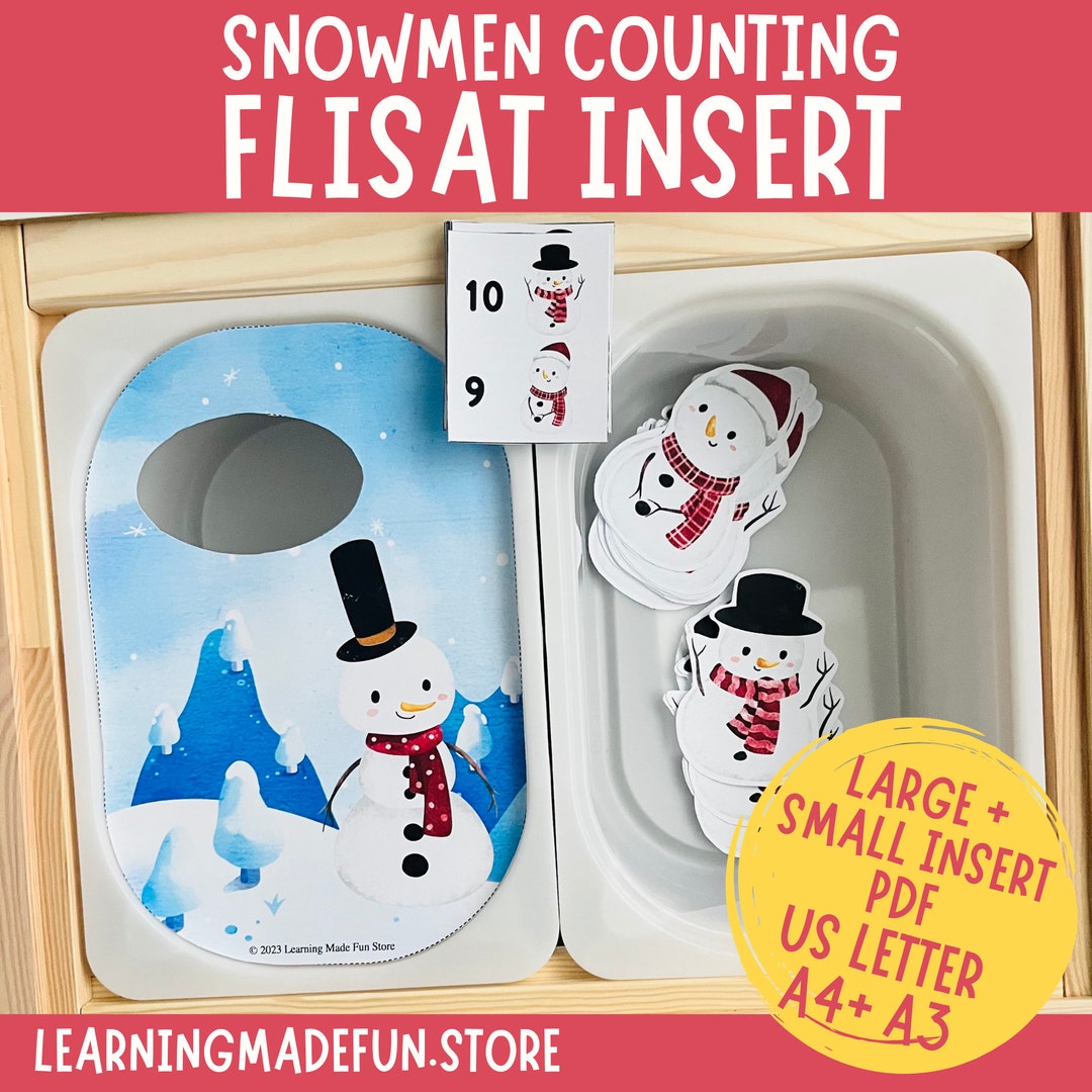 Snowmen Counting, Printable Flisat Insert, Trofast Insert, Preschool ...