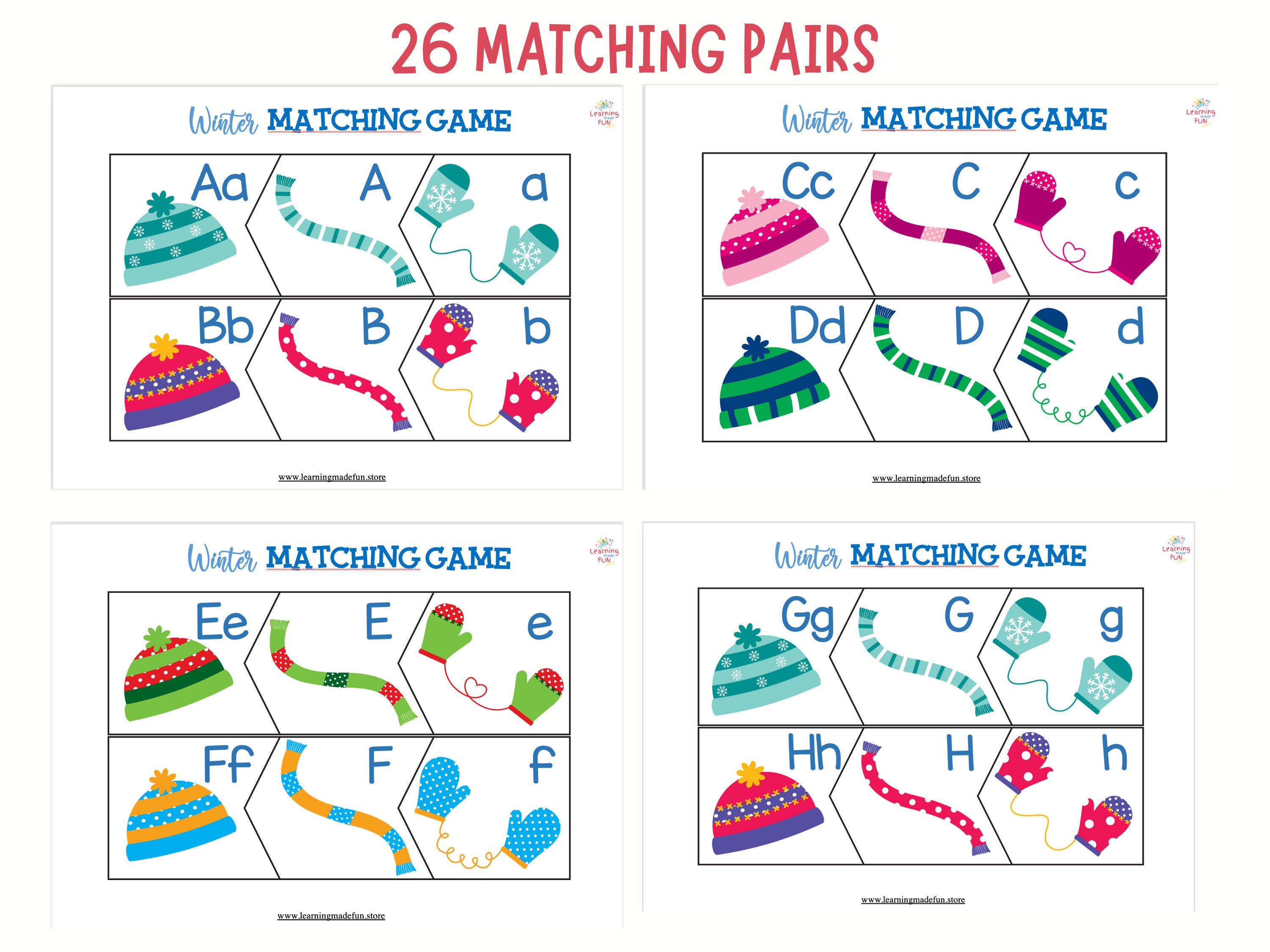 Winter Alphabet Matching Game Uppercase Lowercase Match ABC - Etsy