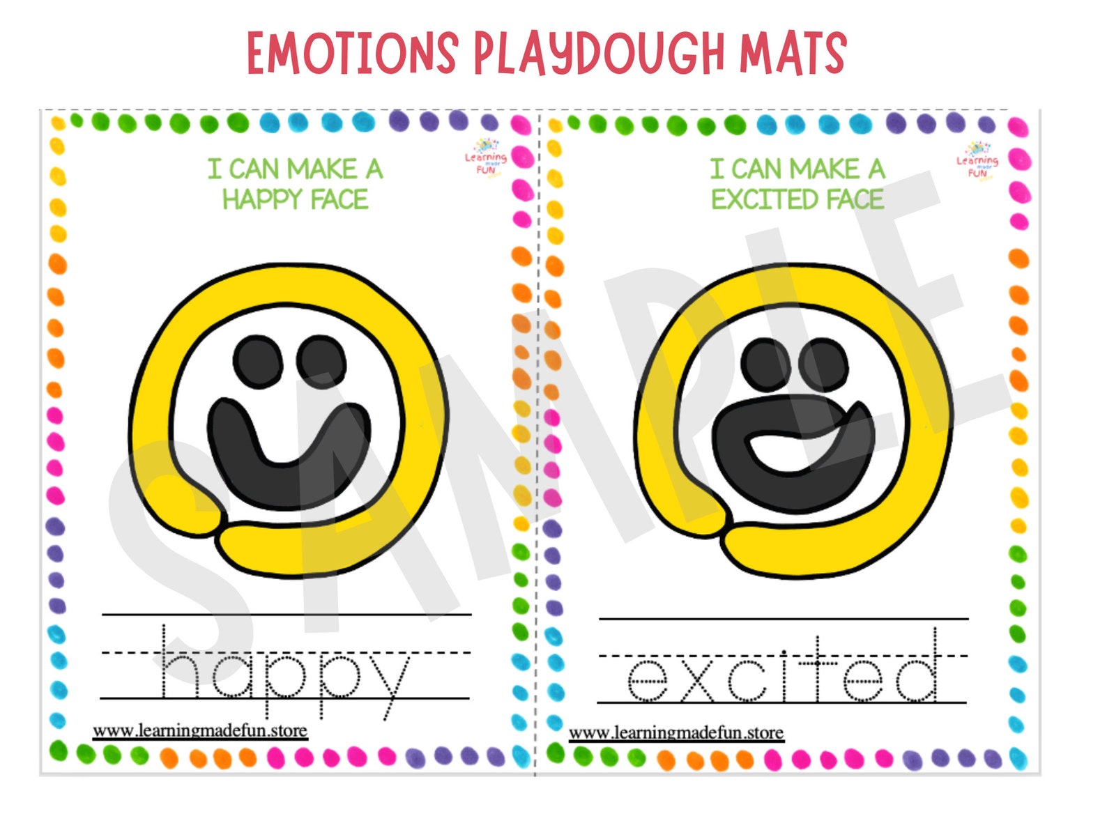 Feelings Play Dough Mats Emotions Cards Play Doh Mat Visual | Etsy