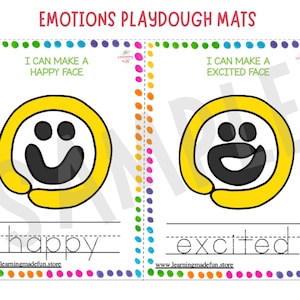 Feelings Play Dough Mats, Emotions Cards, Play Doh Mat Visual Cards ...