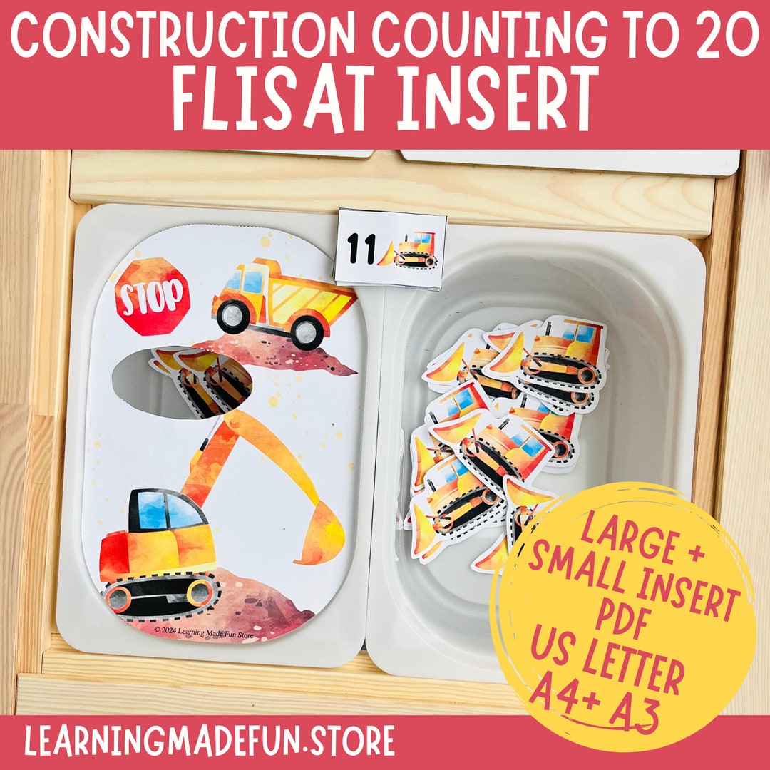 Construction Vehicles Counting, Printable Flisat Insert, Trofast Insert ...