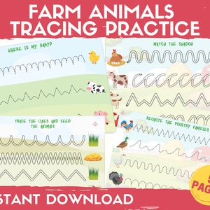 Farm Animals Tracing Practice, Fine Motor, Tracing Worksheets ...