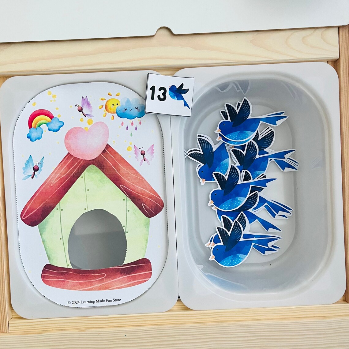 Birds Count to 20, Printable Flisat Insert, Trofast Insert, Preschool ...