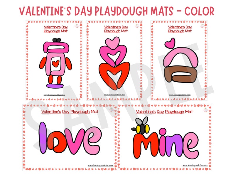 Valentine's Day Play Dough Mats: Fine Motor Skills Activity (PDF) - Etsy