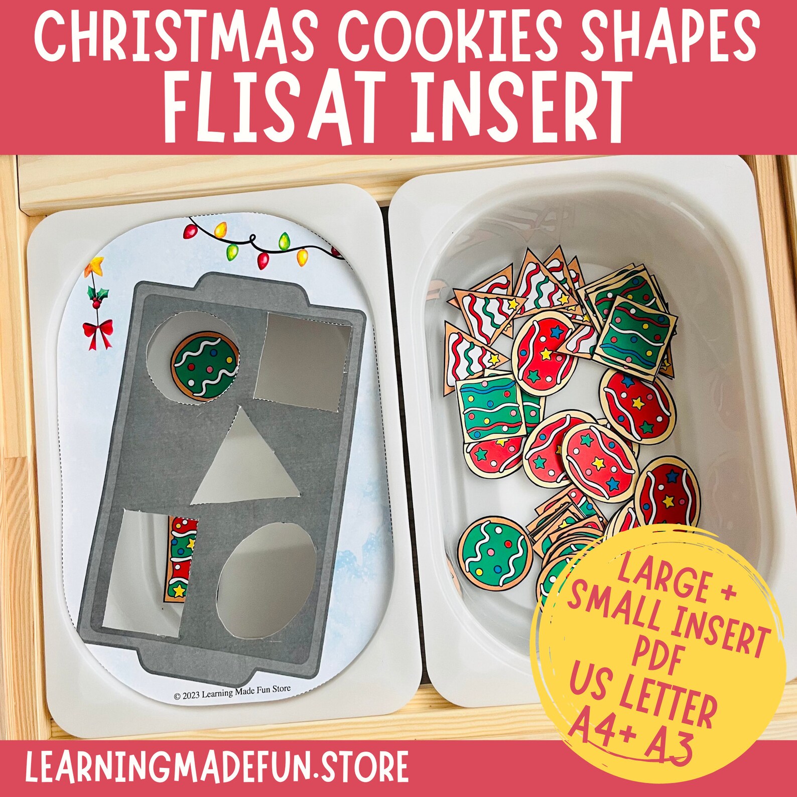 Christmas Shapes Sorting Flisat Insert, Cookie Theme (digital Download ...