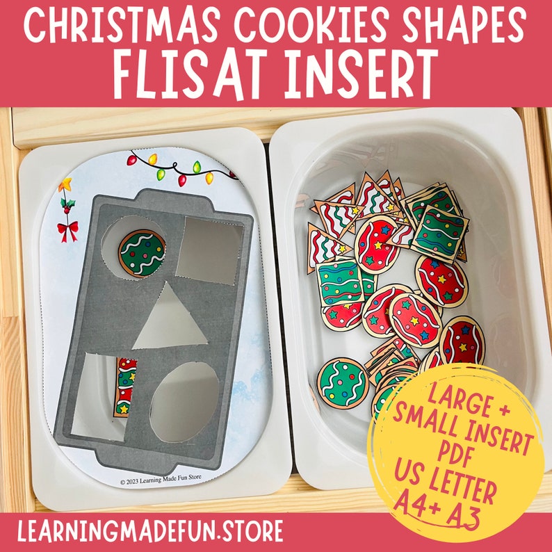 Christmas Shapes Sorting Flisat Insert, Cookie Theme (digital Download ...