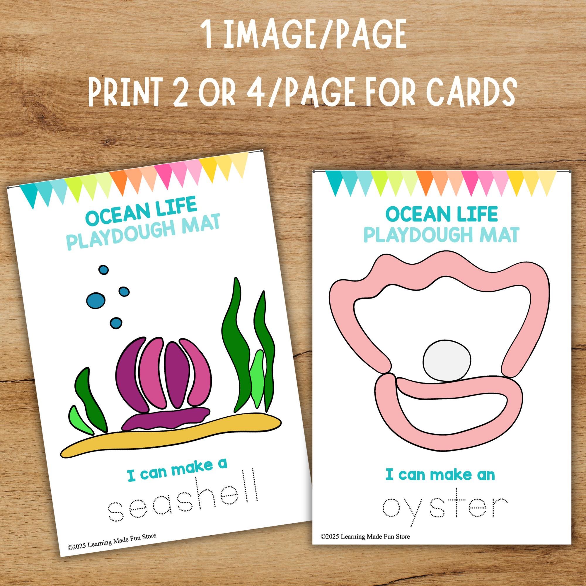 Ocean Life Playdough Mats, Sea Animal Cards (digital Download) - Etsy