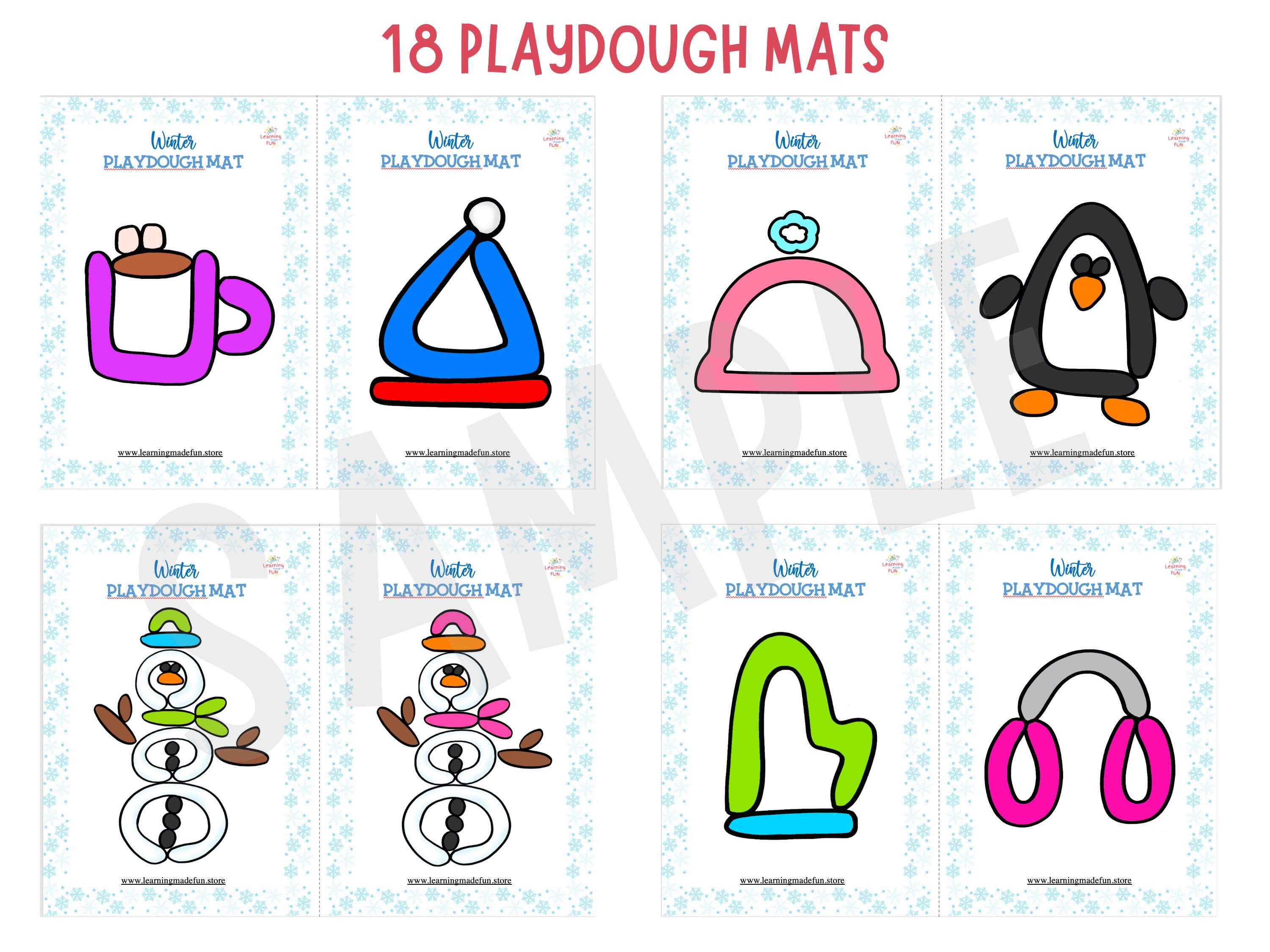 Winter Play Dough Mats Printable Play Doh Toddler Activities - Etsy