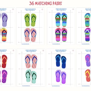 Summer Matching Game, Flip Flops Matching Activity, Summer Game ...