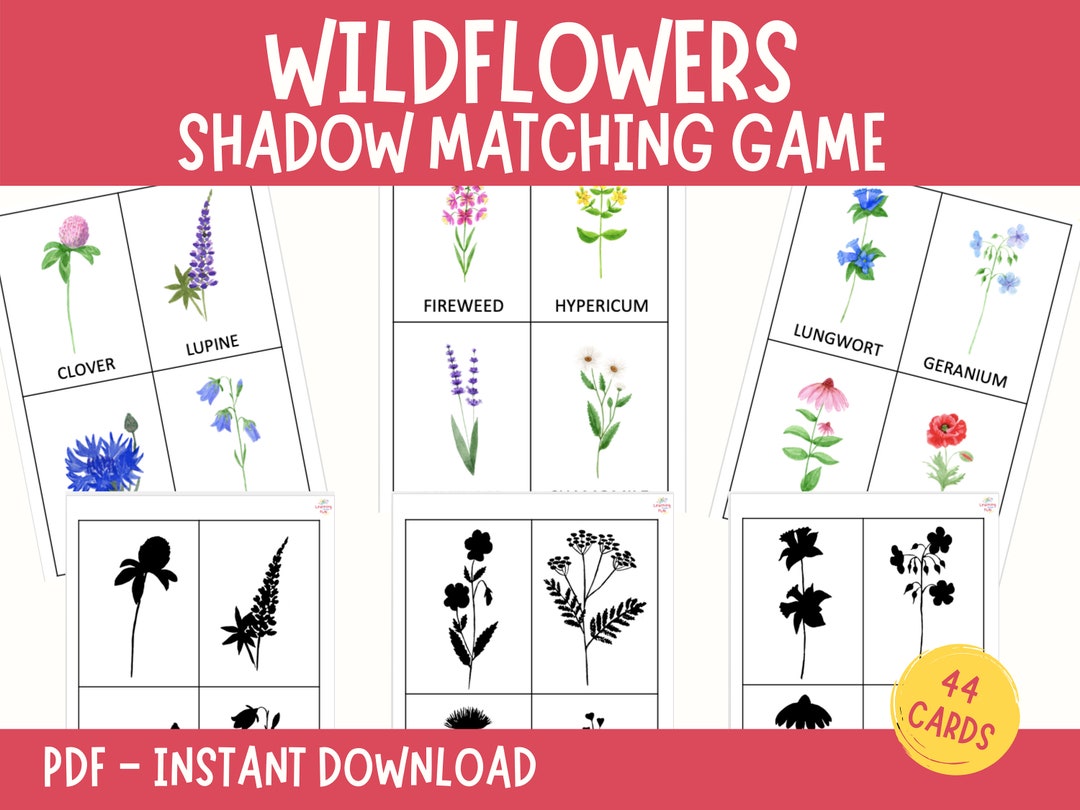 Wildflowers Shadow Matching Game: Montessori Learning (digital Download ...